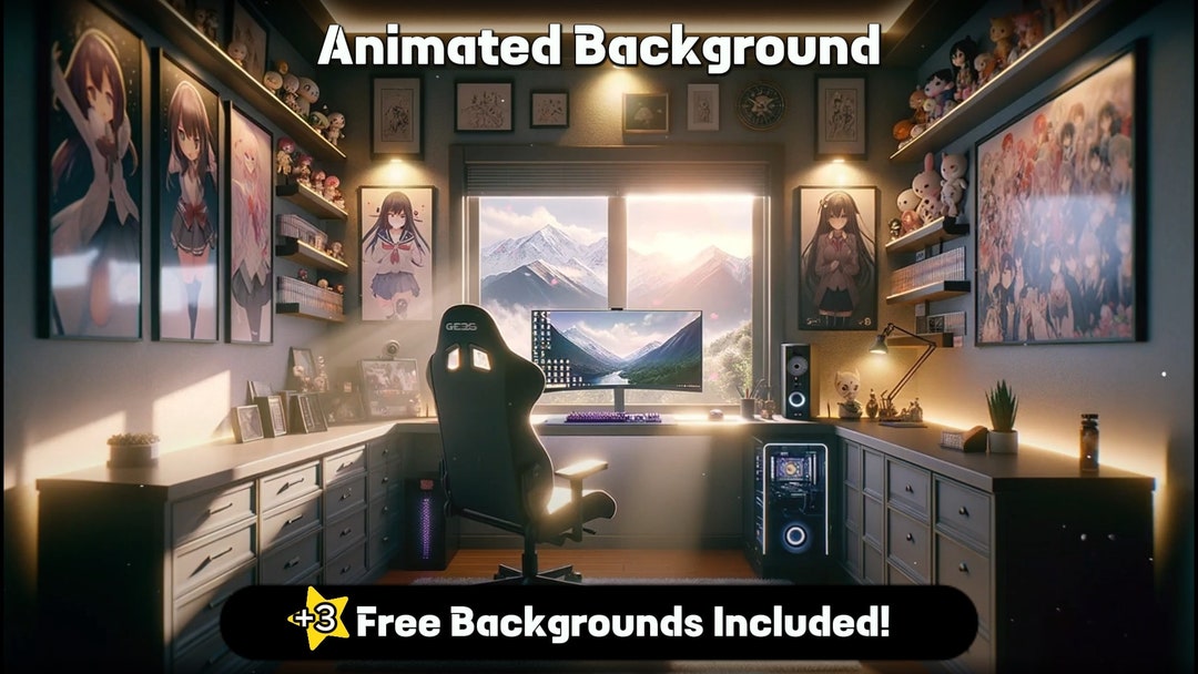 ANIMATED WALLPAPER | Cozy Gaming Room With Cherry Blossom | Twitch ...