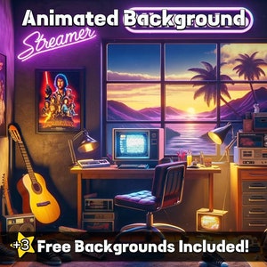 ANIMATED BACKGROUND | Cozy Retro 80s Streaming Room | Looped Twitch ...