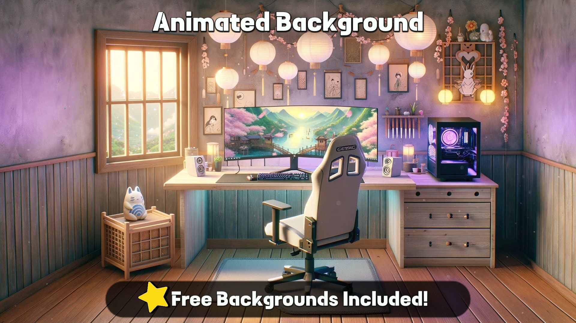 ANIMATED BACKGROUND Japanese Aesthetics Looped Vtuber Stream Overlay ...
