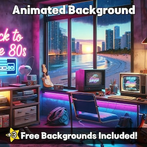 ANIMATED BACKGROUND Retro Styled Bedroom Looped Twitch Background ...
