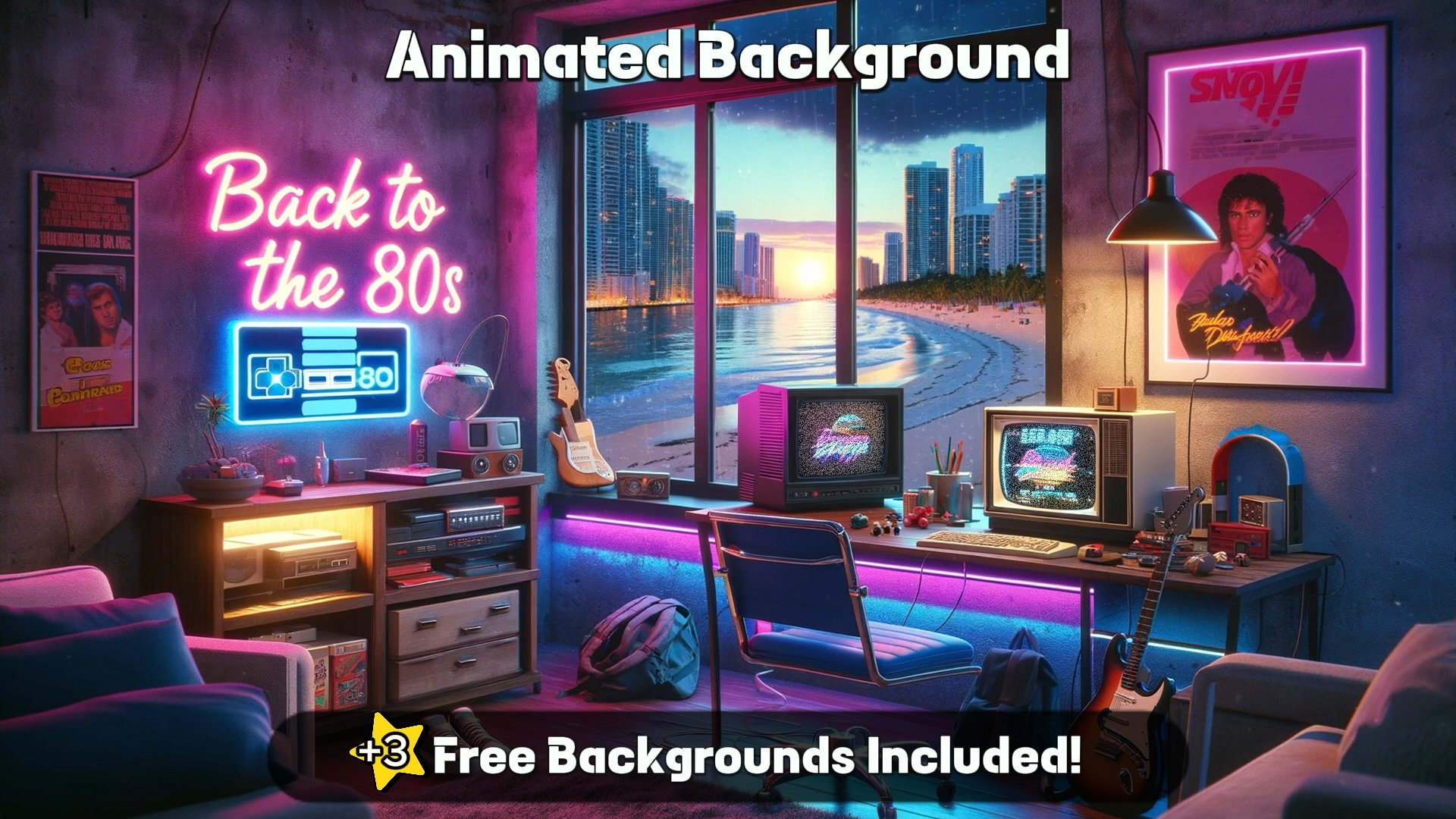 ANIMATED BACKGROUND | Retro Styled Bedroom | Looped Twitch Background ...