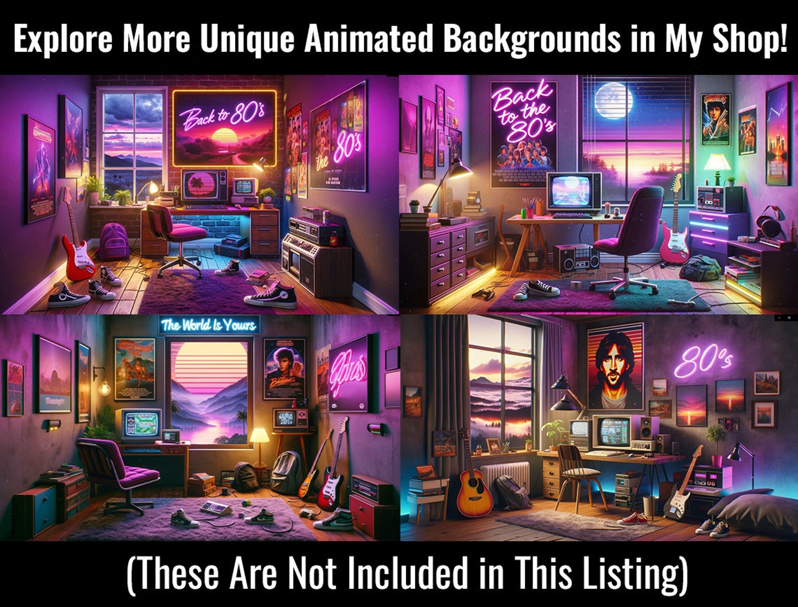 ANIMATED BACKGROUND | Comfy 80s Synth Bedroom | Looped Twitch Background | Vaporwave Screensaver ...