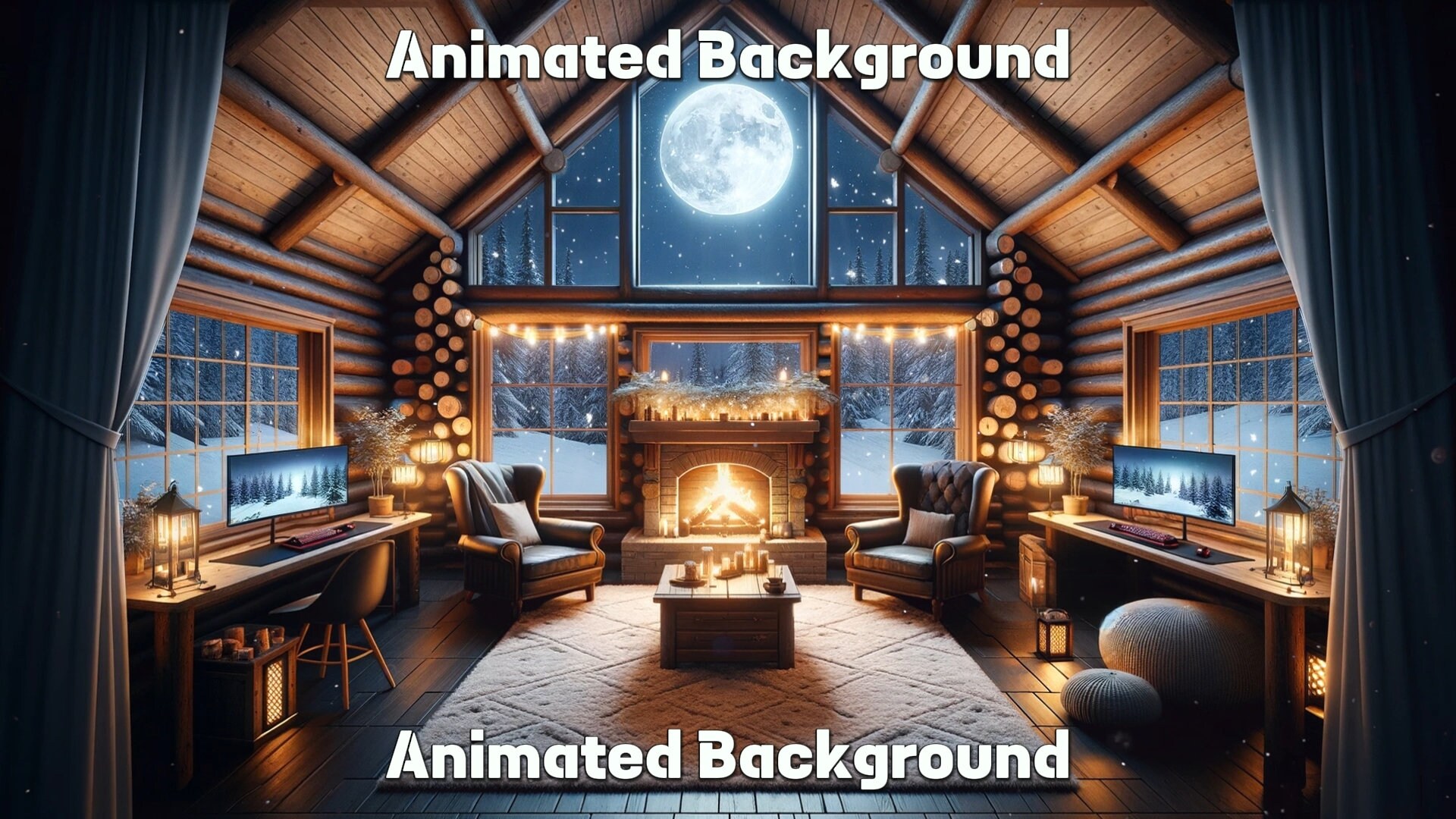ANIMATED BACKGROUND Snowy Log Cabin During Winter Tiktok - Etsy