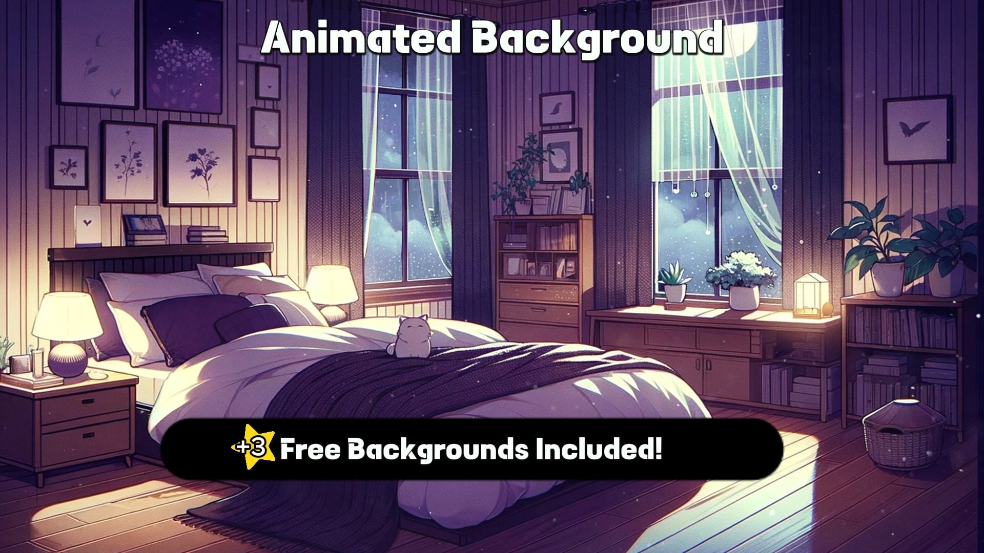 ANIMATED BACKGROUND | Vtuber Bedroom | Purple Lofi Twitch Overlay ...