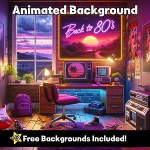 Animated Wallpaper | Retro 80s Studio | ANIMATED BACKGROUND Lofi | Just ...