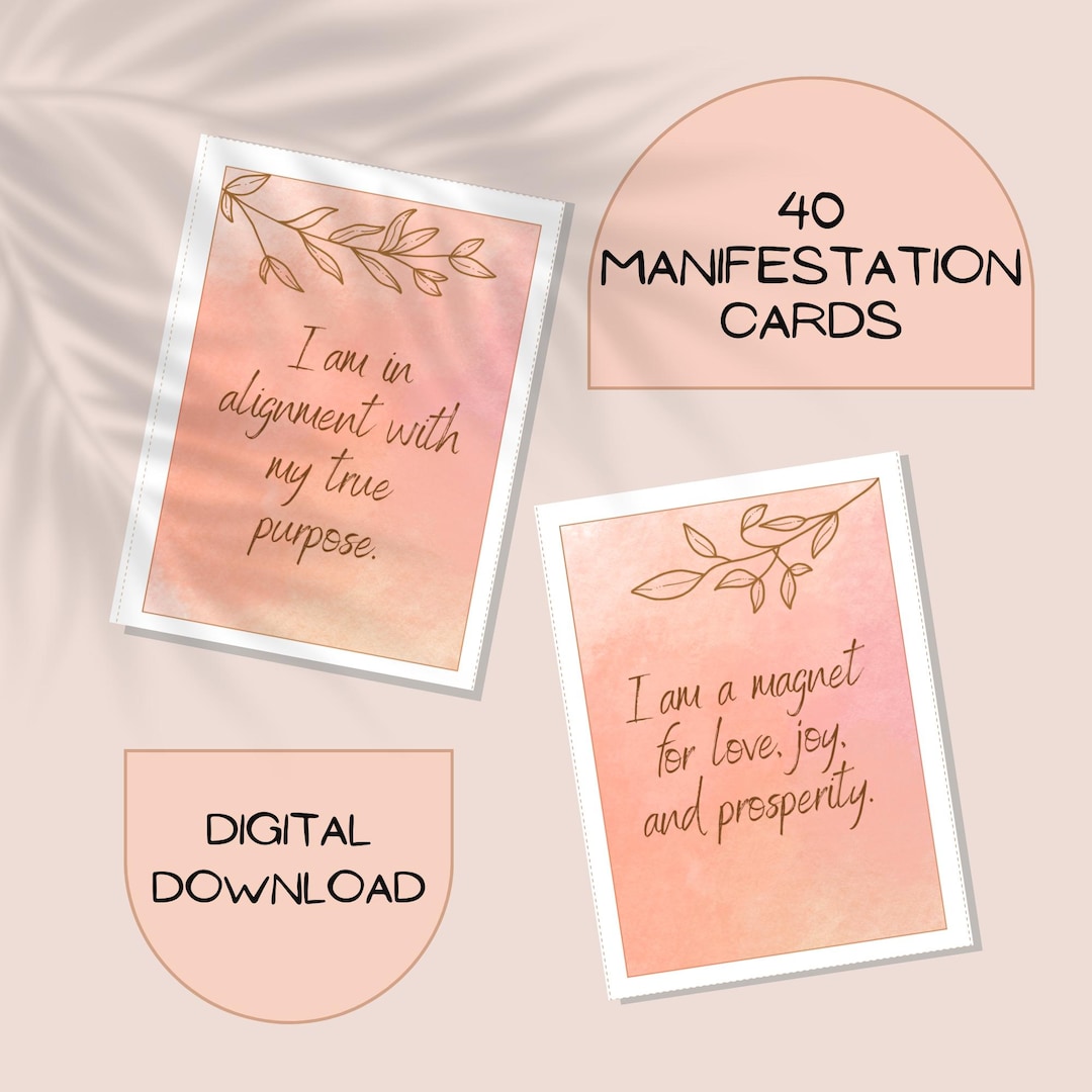 Manifesting Mantra Cards Digital Download Boho Line Art Positive ...