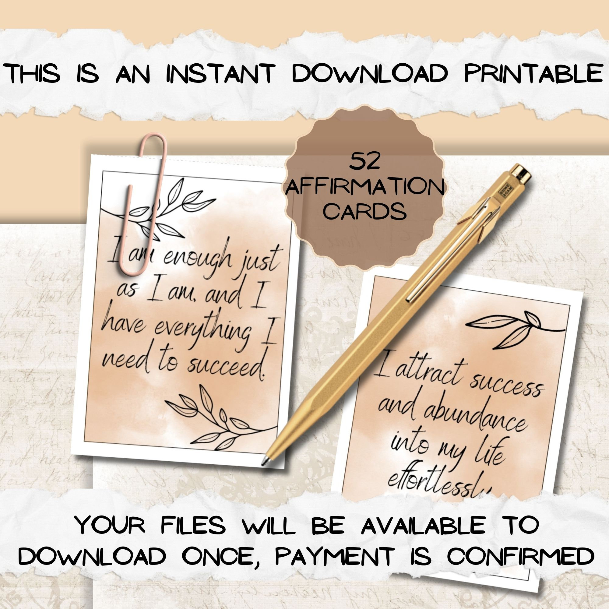 Boho Affirmation Cards 52 Floral Positive Daily Manifestation Printable ...