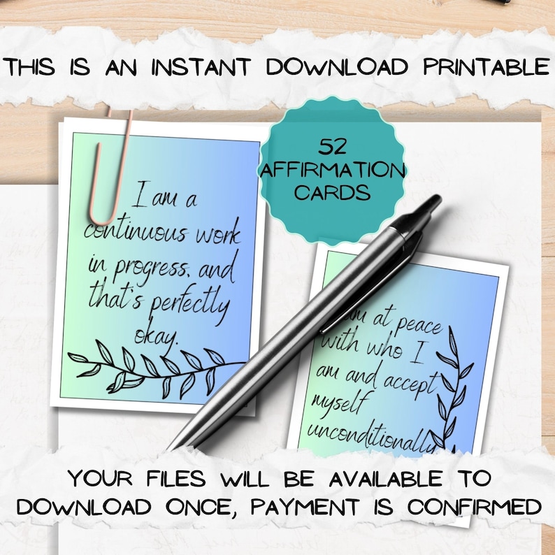 Set of 52 Affirmation Cards With Inspiring Quote Positive Life ...