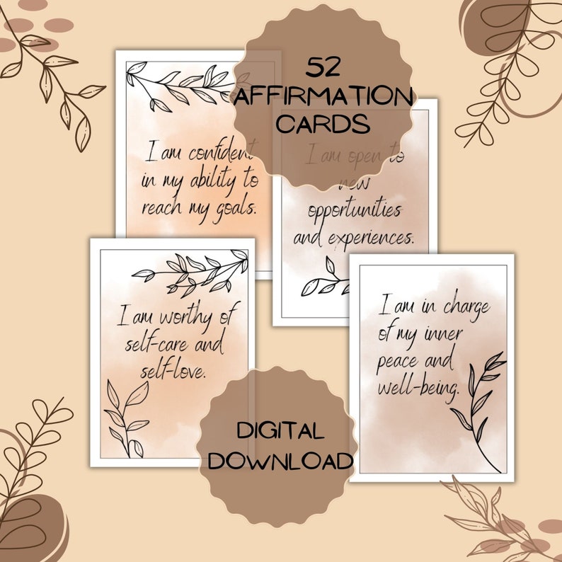 Boho Affirmation Cards 52 Floral Positive Daily Manifestation Printable ...