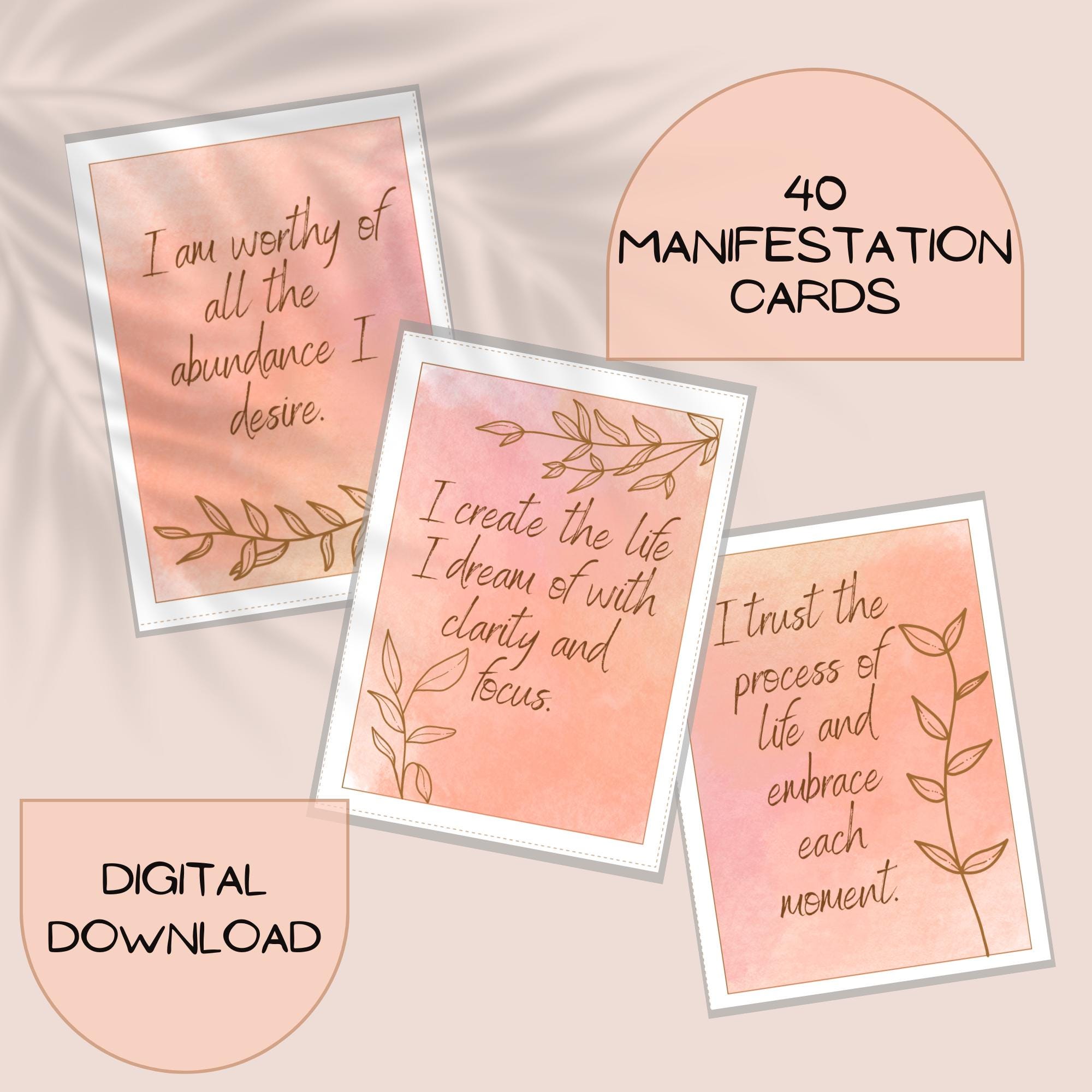 Manifesting Mantra Cards Digital Download Boho Line Art Positive ...