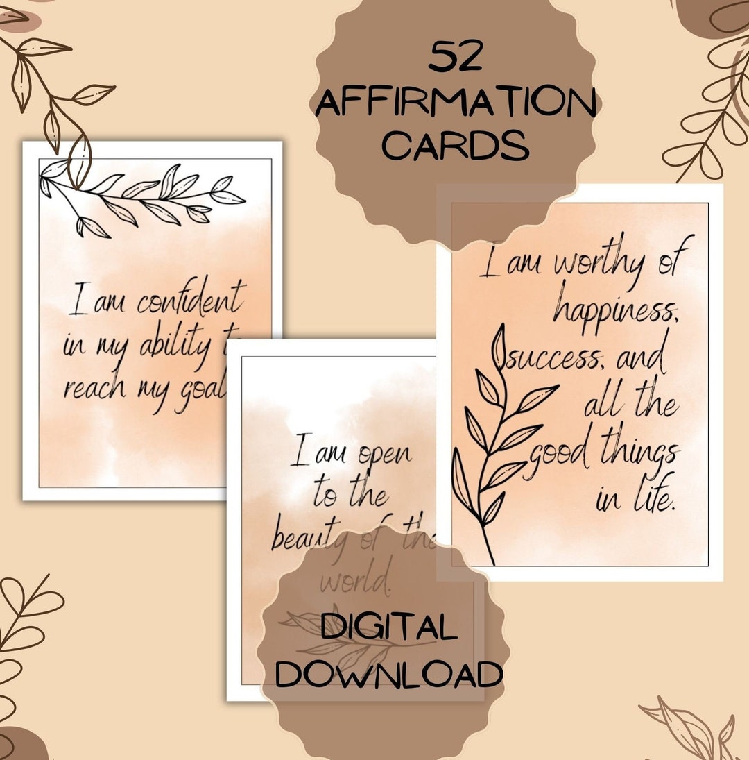 Boho Affirmation Cards 52 Floral Positive Daily Manifestation Printable ...