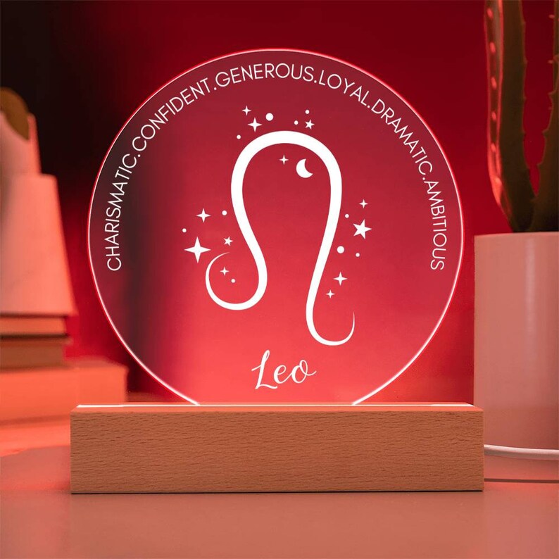 LED Acrylic Plaque Leo Zodiac Sign Astrology Bedroom - Etsy