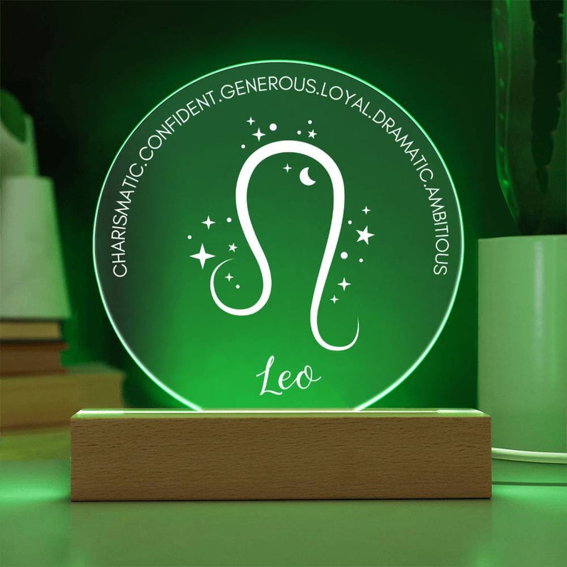 LED Acrylic Plaque Leo Zodiac Sign Astrology Bedroom - Etsy