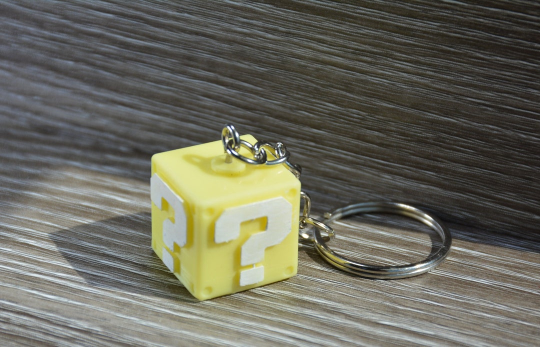3d Printed Mario Question Block Keychain - Etsy