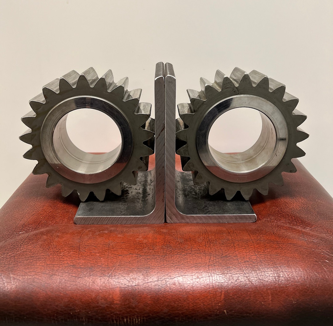 Heavy Steel Large Gear Bookends, Interior Industrial Decor Vintage ...