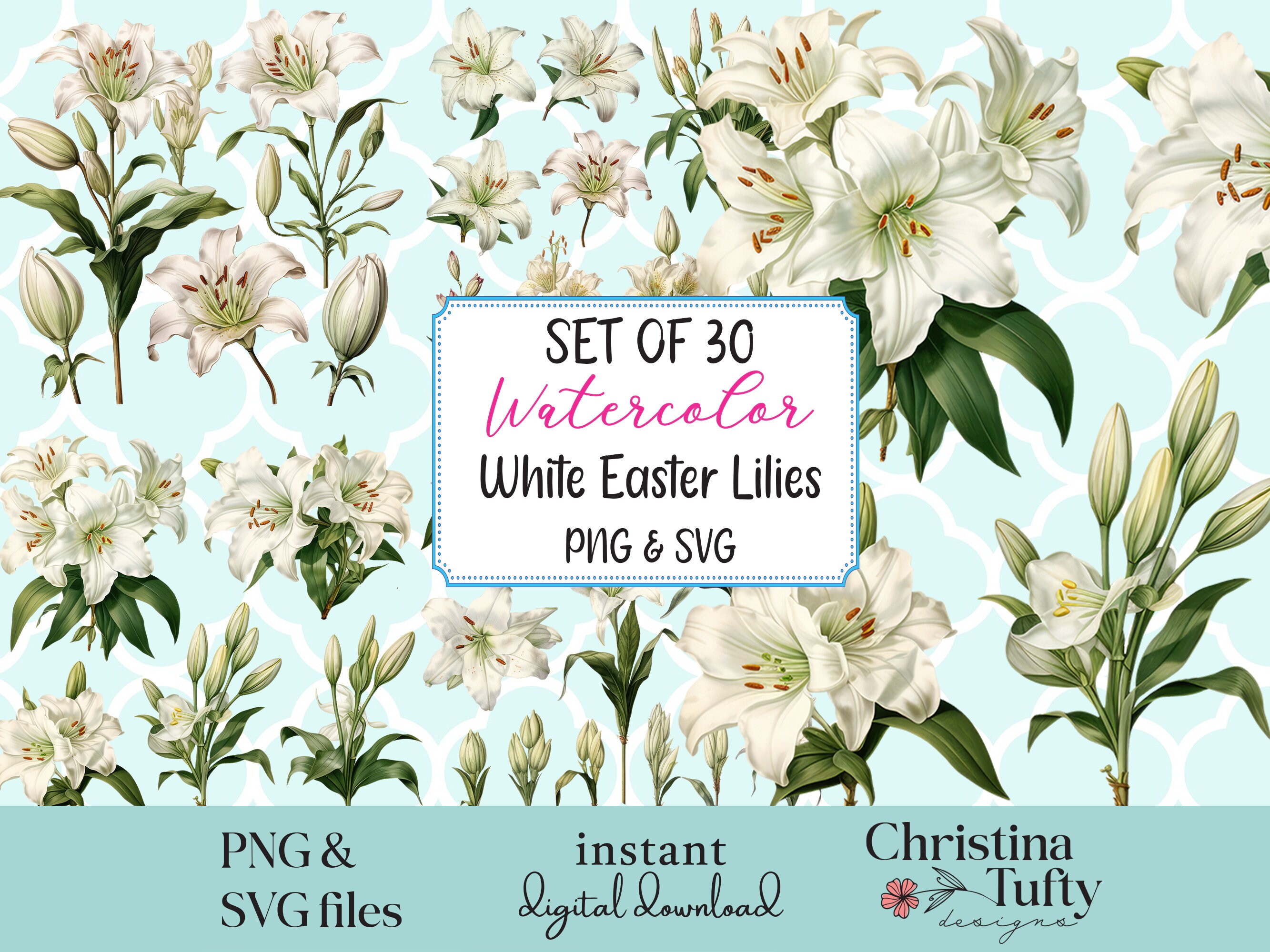 Easter Lilies PNG SVG for Sublimation, Easter Lilies Transparent ...