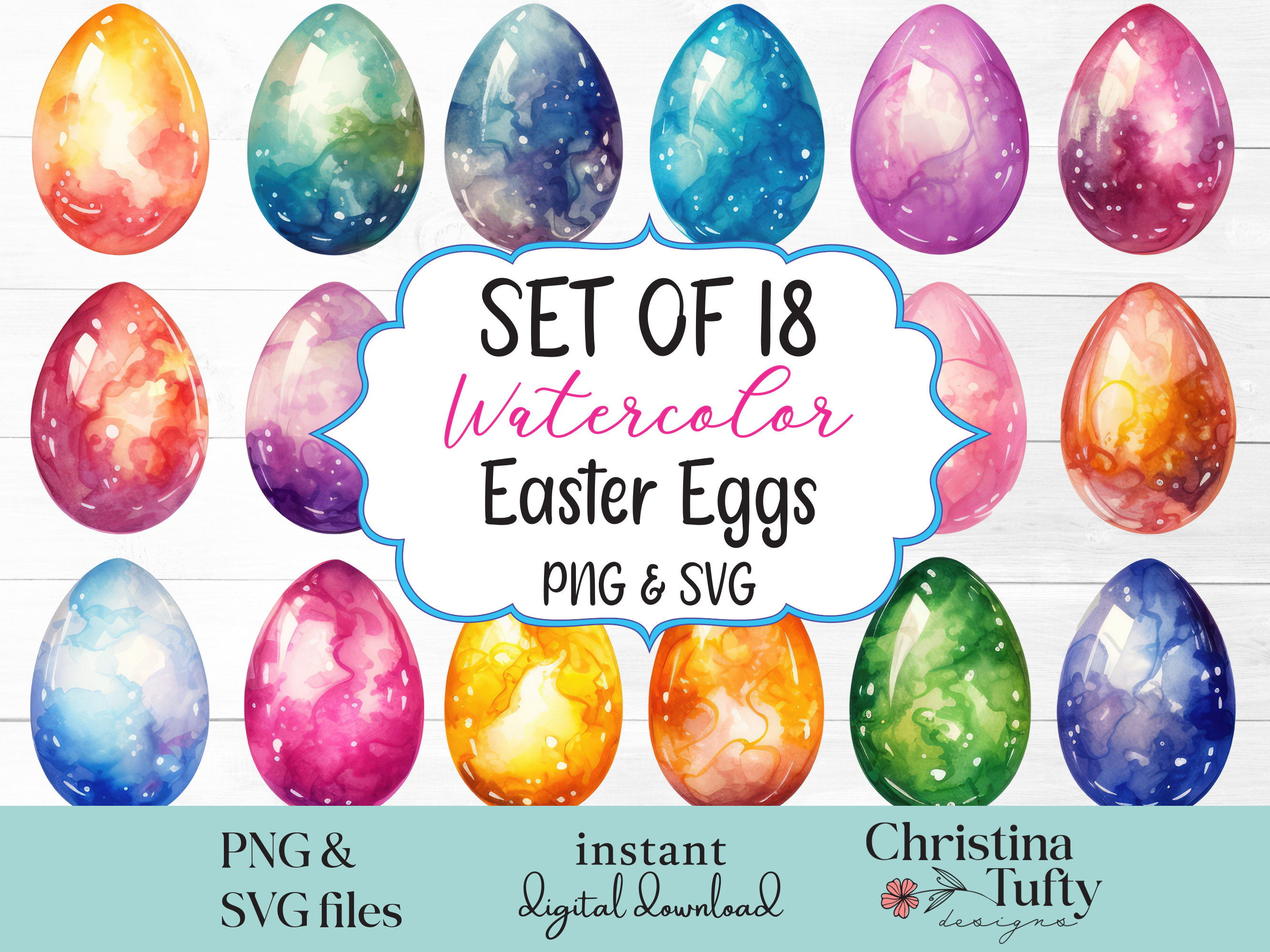 Watercolor Rainbow Easter Eggs PNG SVG, Dragon Eggs PNG for Sublimation ...