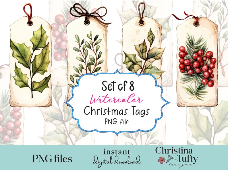 Christmas Gift Tags Png, Christmas Gift Tags Bundle Png, 8 Etiquetas De ...