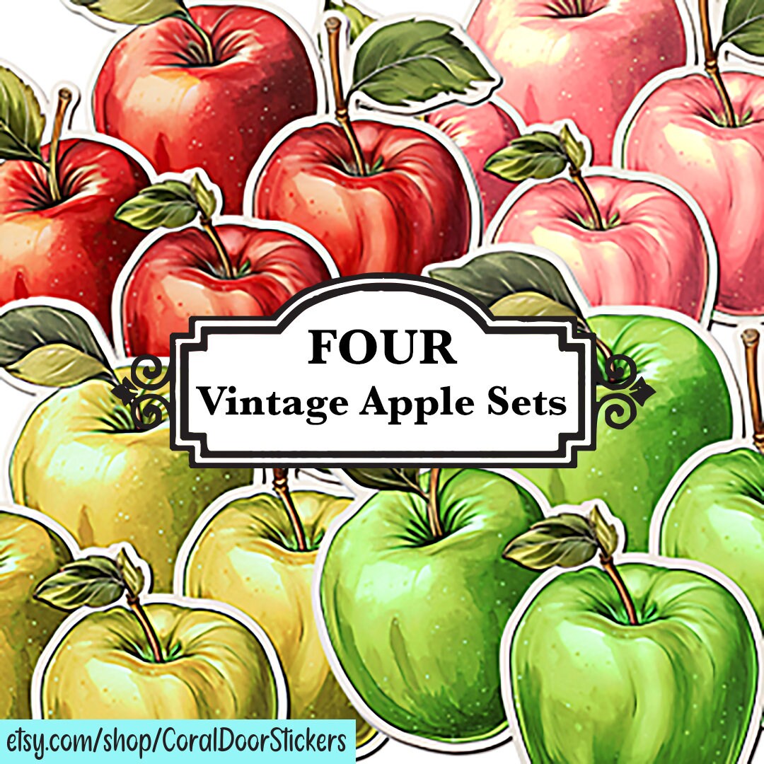 4 Vintage Apple PNG Sets - Etsy