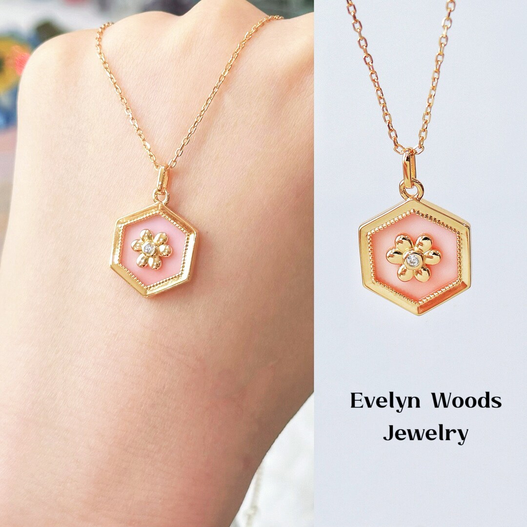 Pink Conch Shell Necklace -natural Queen Conch Necklace -flower ...