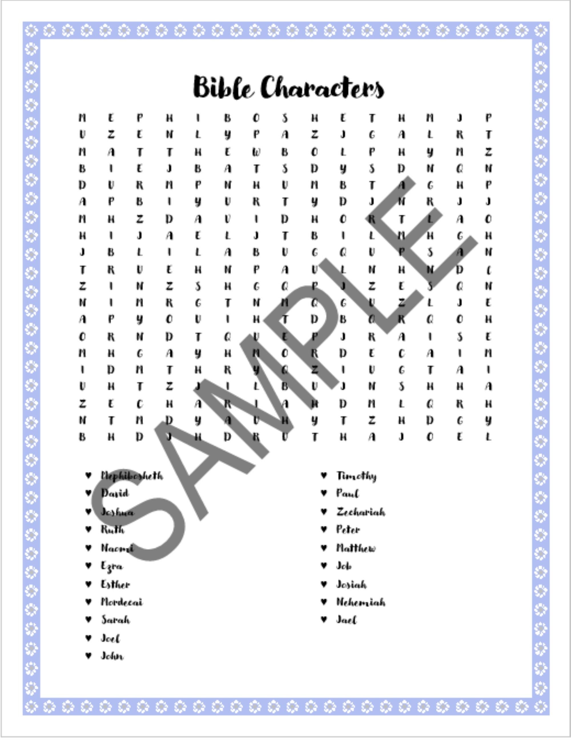 Word Search Bible Characters Floral - Etsy