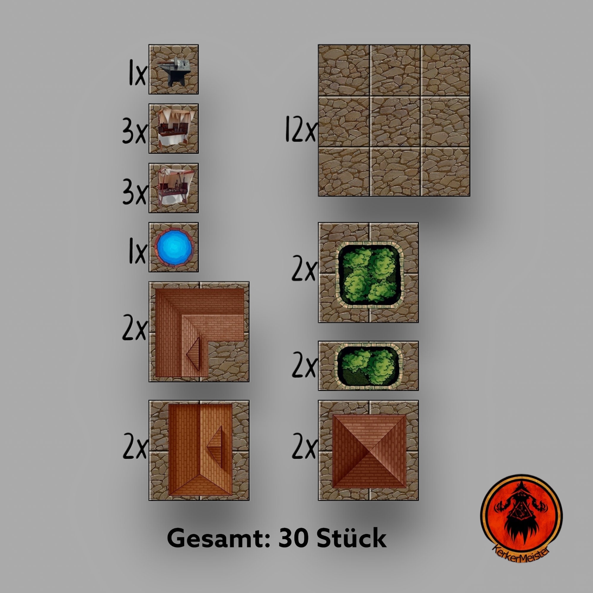 Village 30 Magnetic Modular Dungeon Tiles Pen and Paper Accessories ...