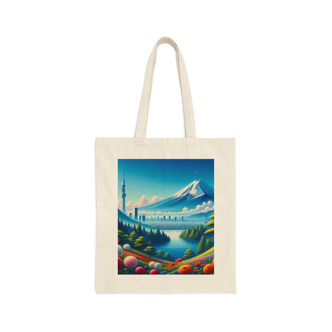 Mount Fuji-tokyo Skytree Landscape Cotton Canvas Tote Bag - Etsy