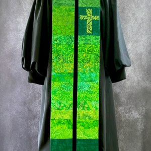 Green Clergy Stole, Embroidered Vine Cross, Custom Sized - Etsy