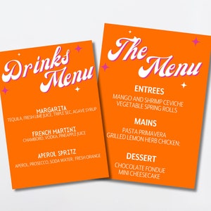 Printable Orange Disco Menus Orange Menus Custom Menutemplate Canva ...