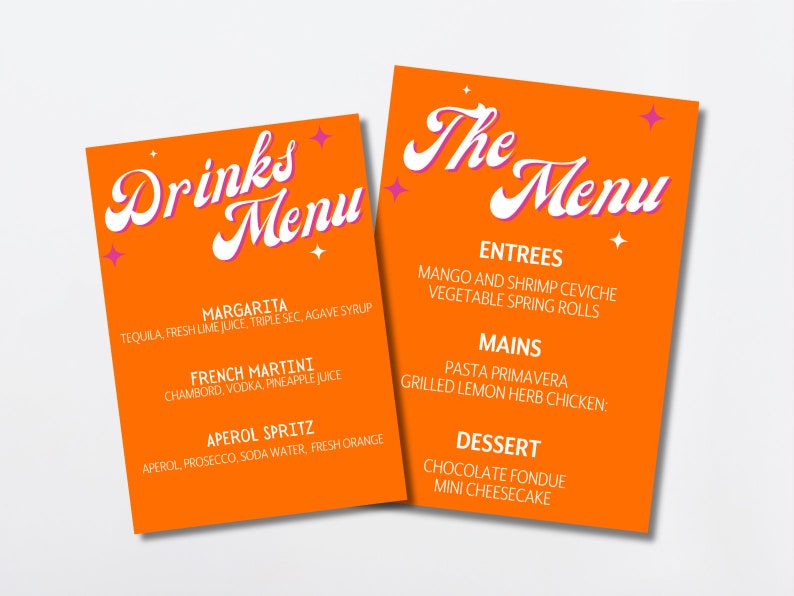 Printable Orange Disco Menus Orange Menus Custom Menutemplate Canva ...