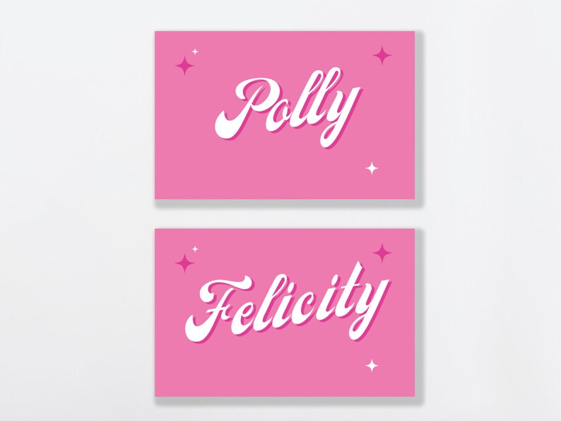 Printable Disco Border Place Cards | Pink Place Card | Custom Place ...