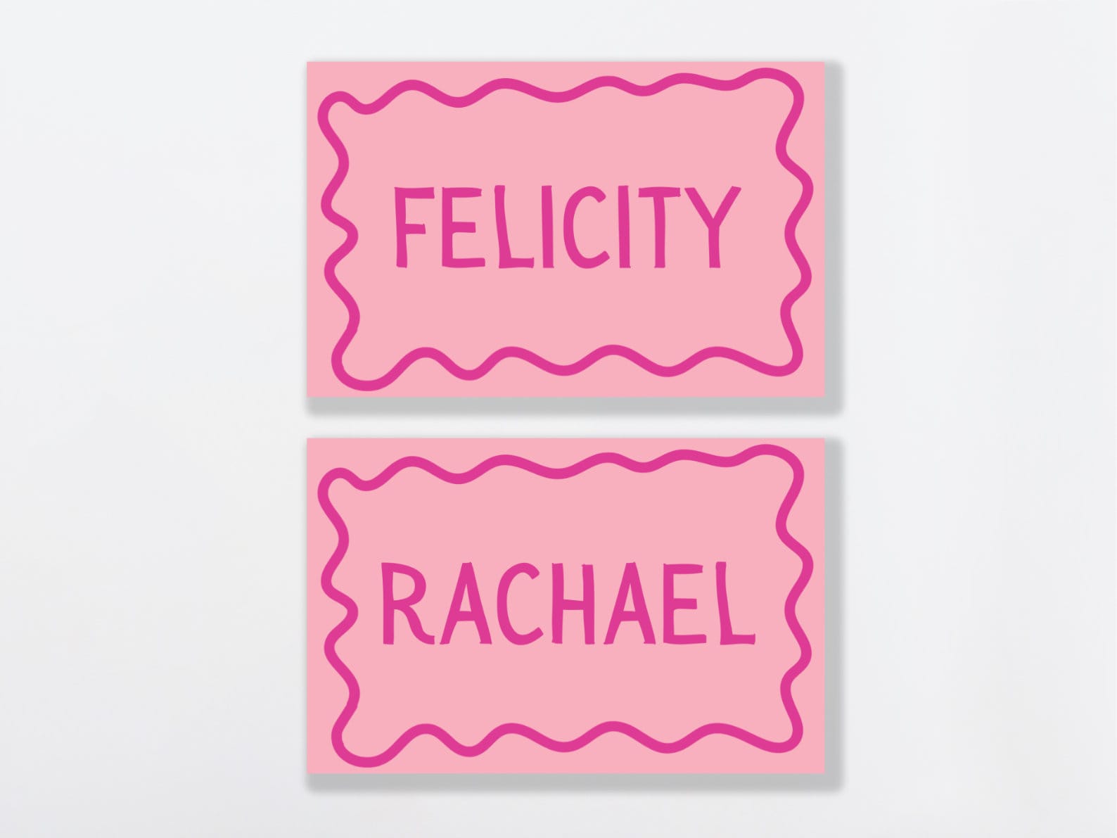 Printable Pink Wavy Border Place Cards Pink Place Card Custom Place ...