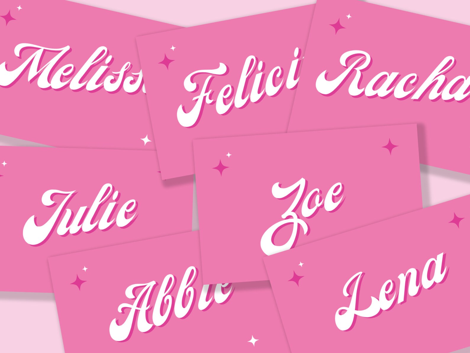 Printable Disco Border Place Cards | Pink Place Card | Custom Place ...