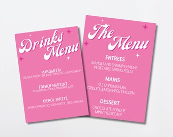 Printable Pink and White Wavy Border Menus | Pink Menus | Custom ...