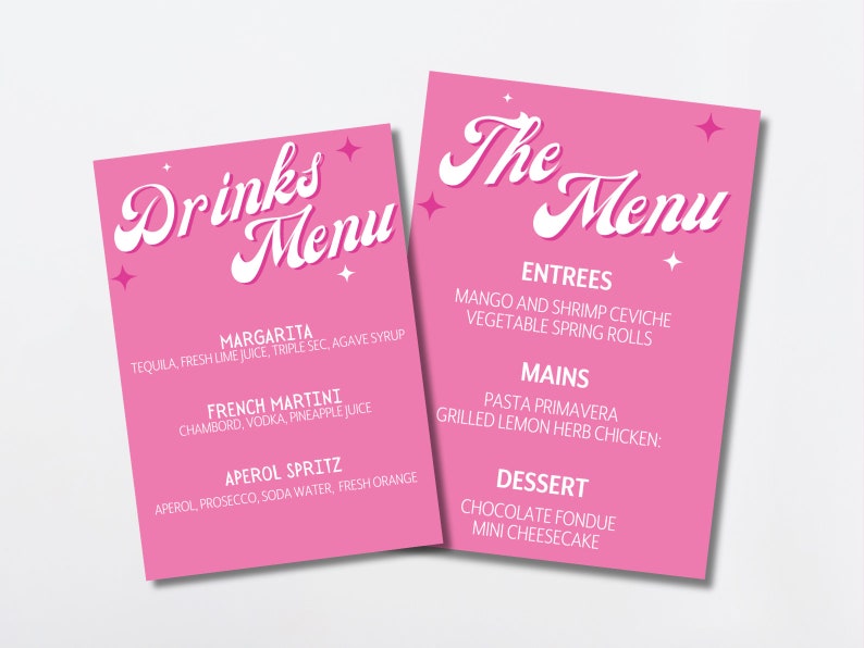 Printable Pink Disco Menus | Pink Menus | Custom Menutemplate | Canva ...