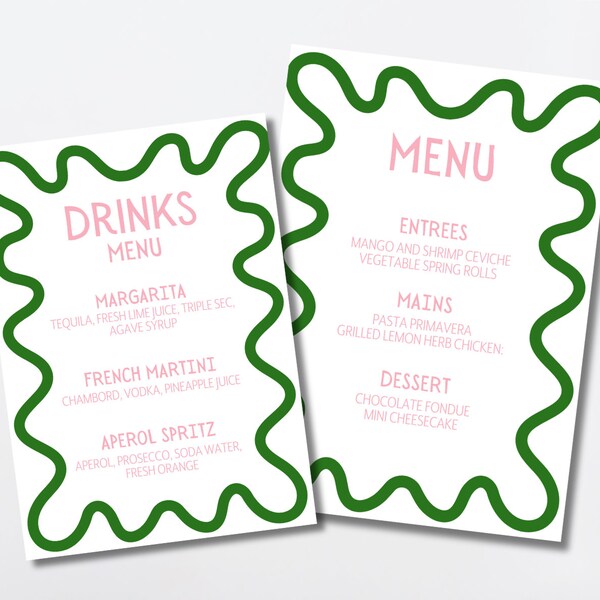 Wavy Green Border Menu - Etsy