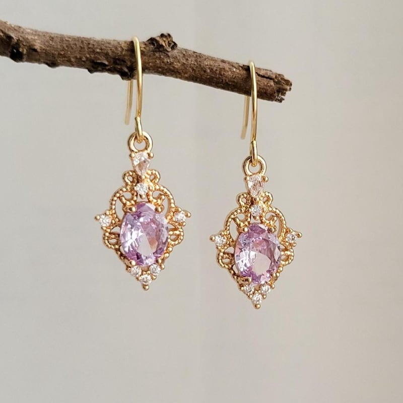 Plum Filigree Earrings - Etsy