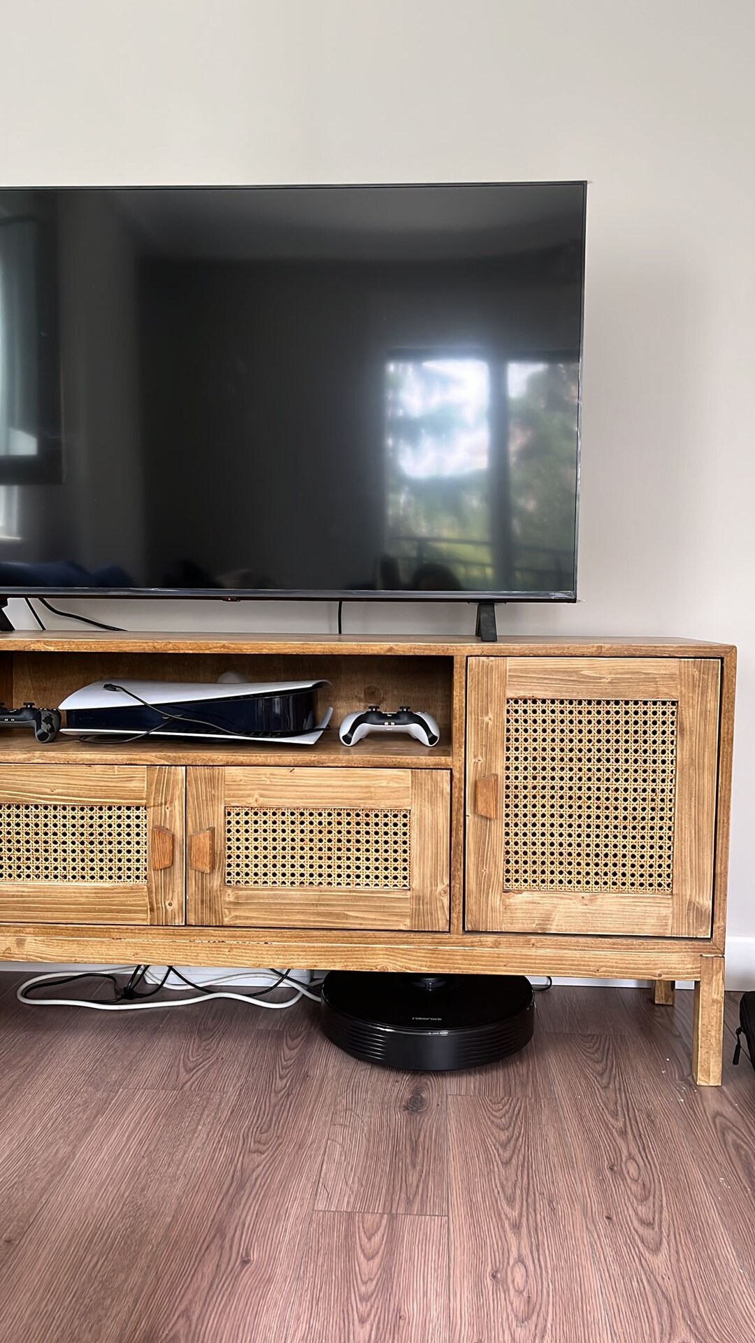 Wicker Rustic TV Console Wood TV Stand for Living Room - Etsy