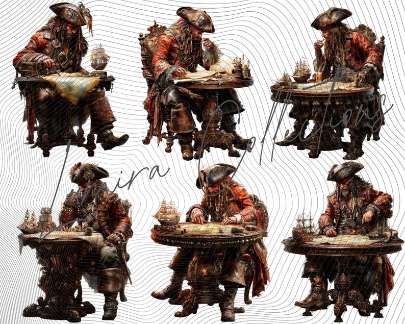Pirate Fantasy Clipart Bundle | 44 Printable PNG Artworks | Digital ...