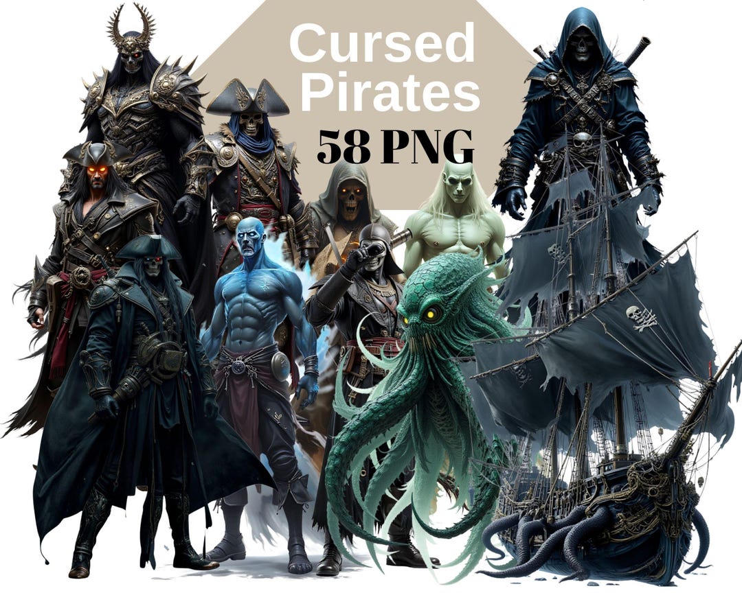 Cursed Pirates Dark Fantasy Clipart Set | Immortal Warriors | 58 ...