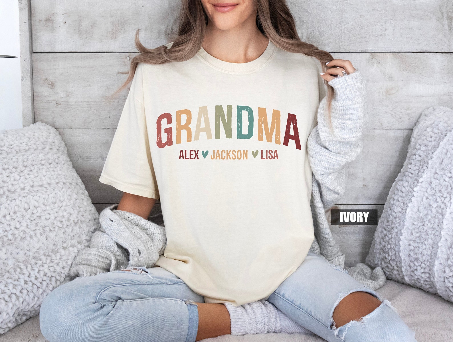 Comfort Colors® Custom Grandma T-shirt, Personalized Grandmother Shirt ...