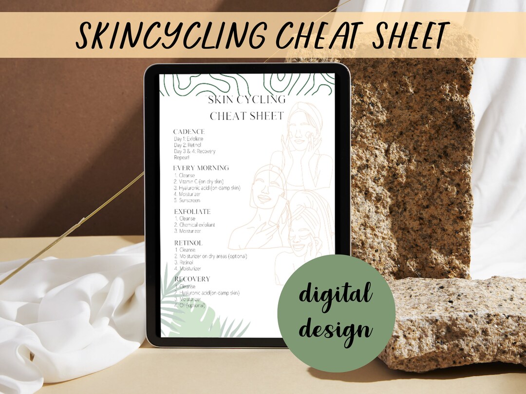 Skin Cycling Cheat Sheet Skincare Routine Tracker Routine Etsy