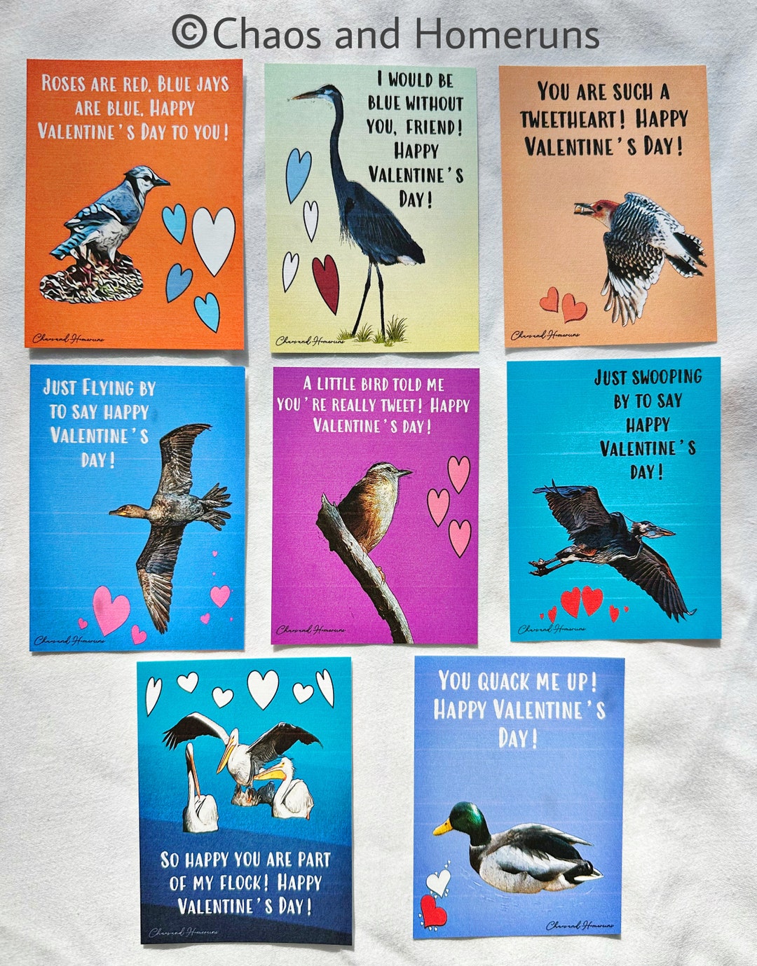 Bird Valentine’s Day Card Set - Etsy