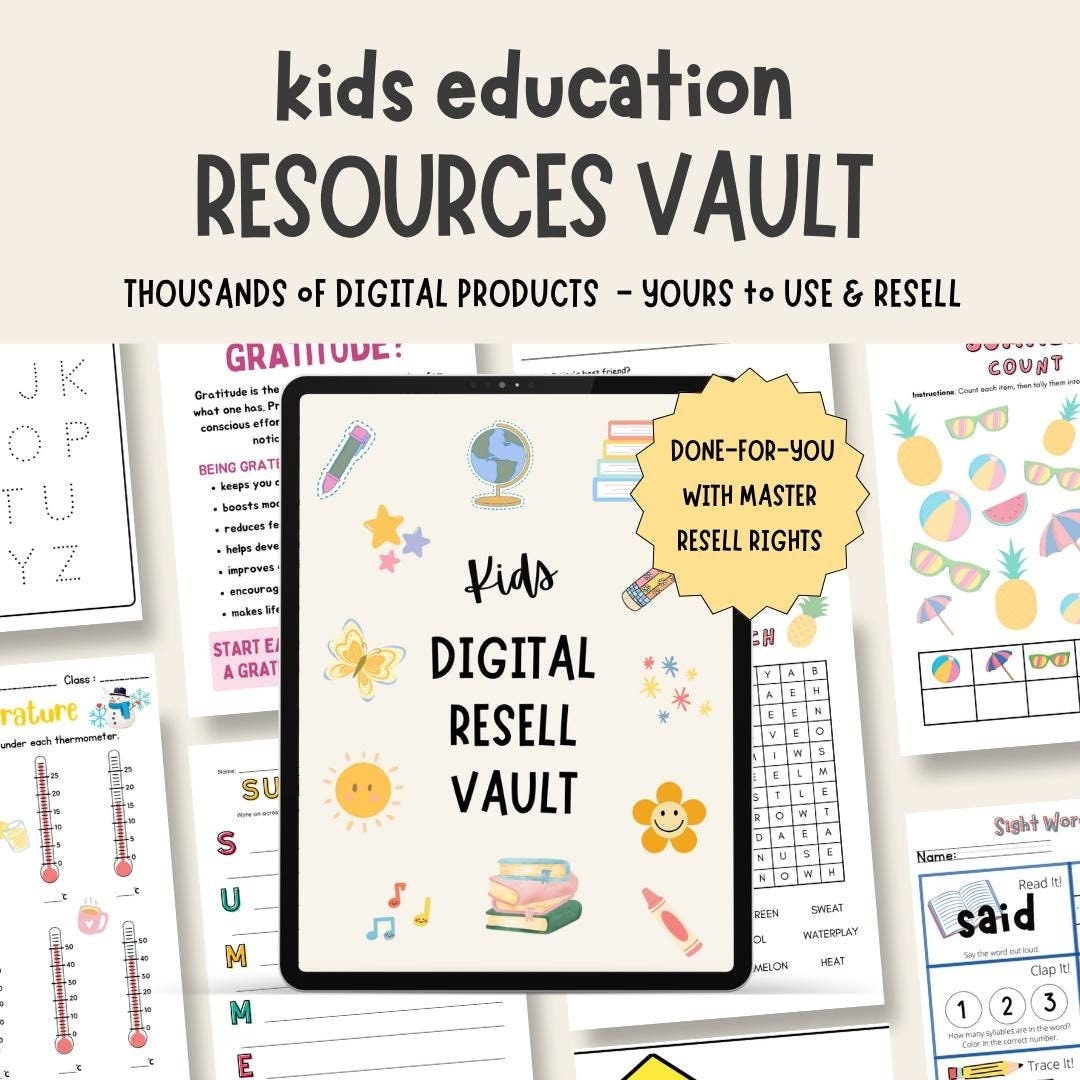 Kids Digital Products | Resell Vault | PLR MRR Educational Resources ...