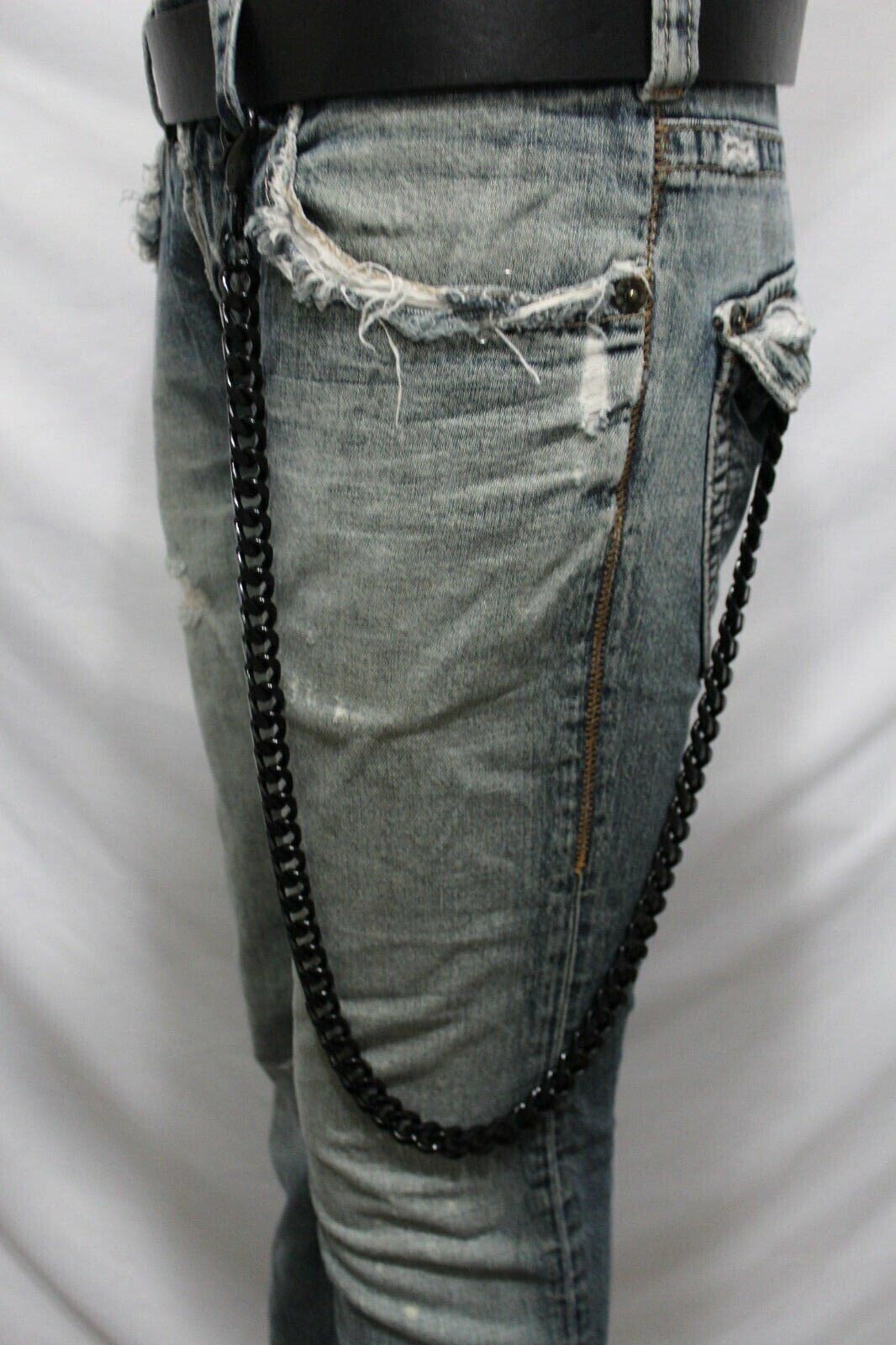 New Men Women Black Color Metal Heavy Wallet Chain Links Jeans Pants ...