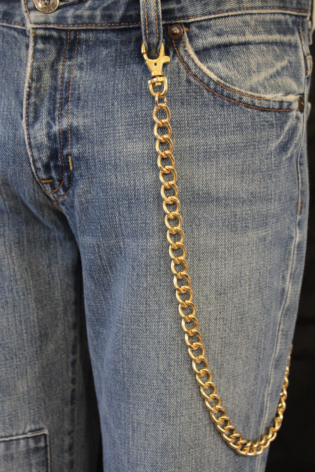 New Men Women Gold Metal Wallet Chain Links Biker Rocker Fashion ...