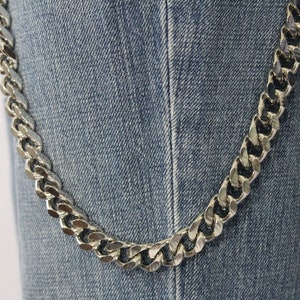 New Men Women Silver Wallet Chains Metal Biker Heavy Strong Long Strand ...