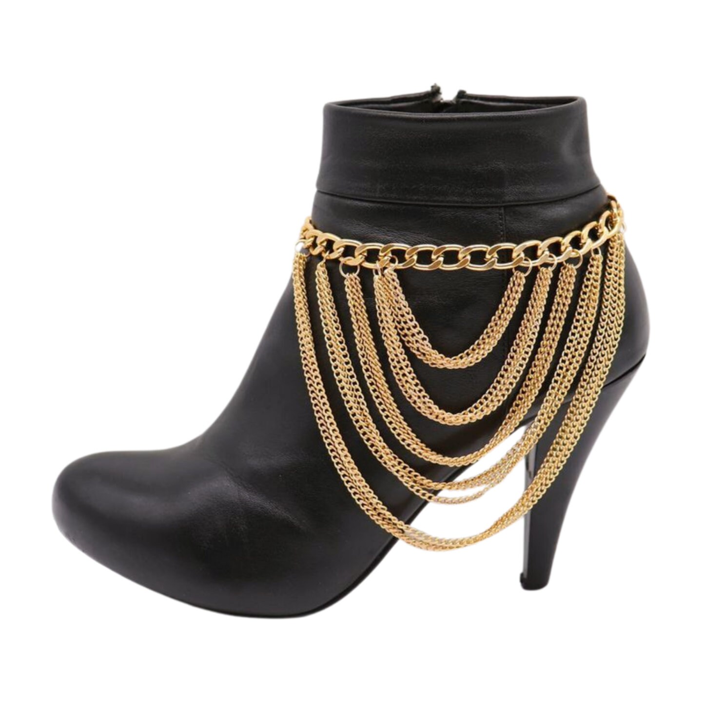 Women Gold Metal Boot Chain Bracelet Shoe Anklet Multi Strands Waves ...
