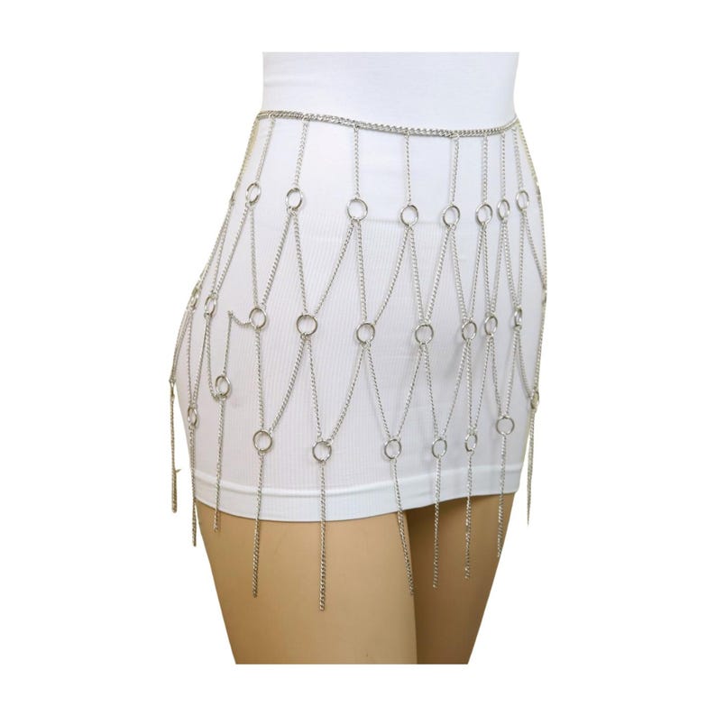 Silver Chain Fringe Skirt Belt: Festival Rave Body Jewelry - Etsy