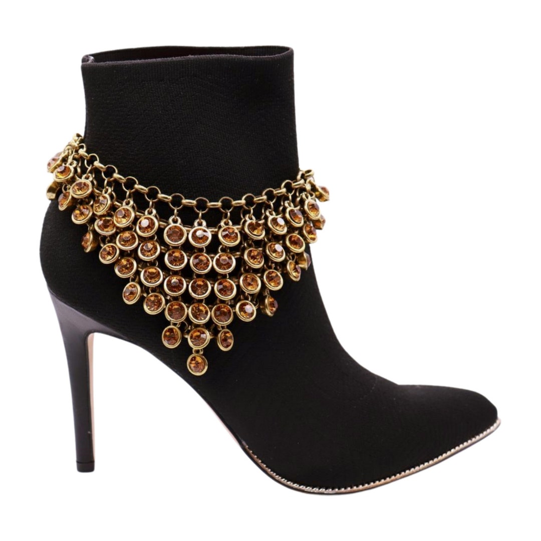 Western Boot Chain: Gold Metal & Orange Bead Shoe Jewelry - Etsy